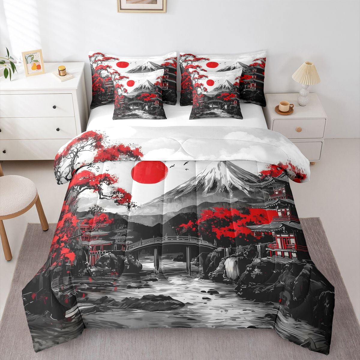 Castle Fairy Oriental Cherry Blossom Bedding Comforter Set,Japanese ...