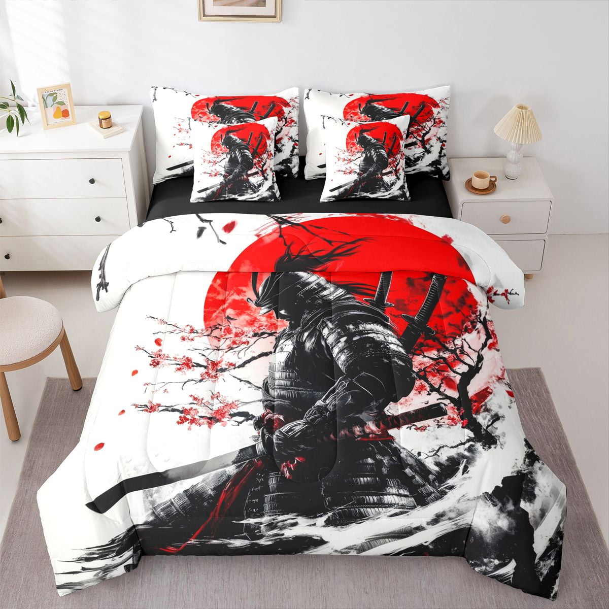 Castle Fairy Oriental Samurai Bedding Comforter Set,Cherry Blossom King ...