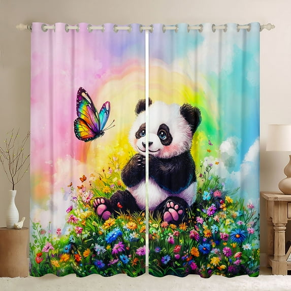Castle Fairy Panda Blackout Curtains Set of 2 (52x84 Each),Butterfly ...