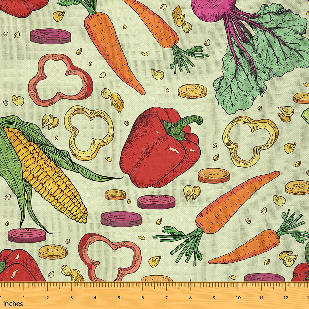 Castle Fairy Peppers Corn Carrots Fabric by the Yard 10 Yards,Farmhouse ...