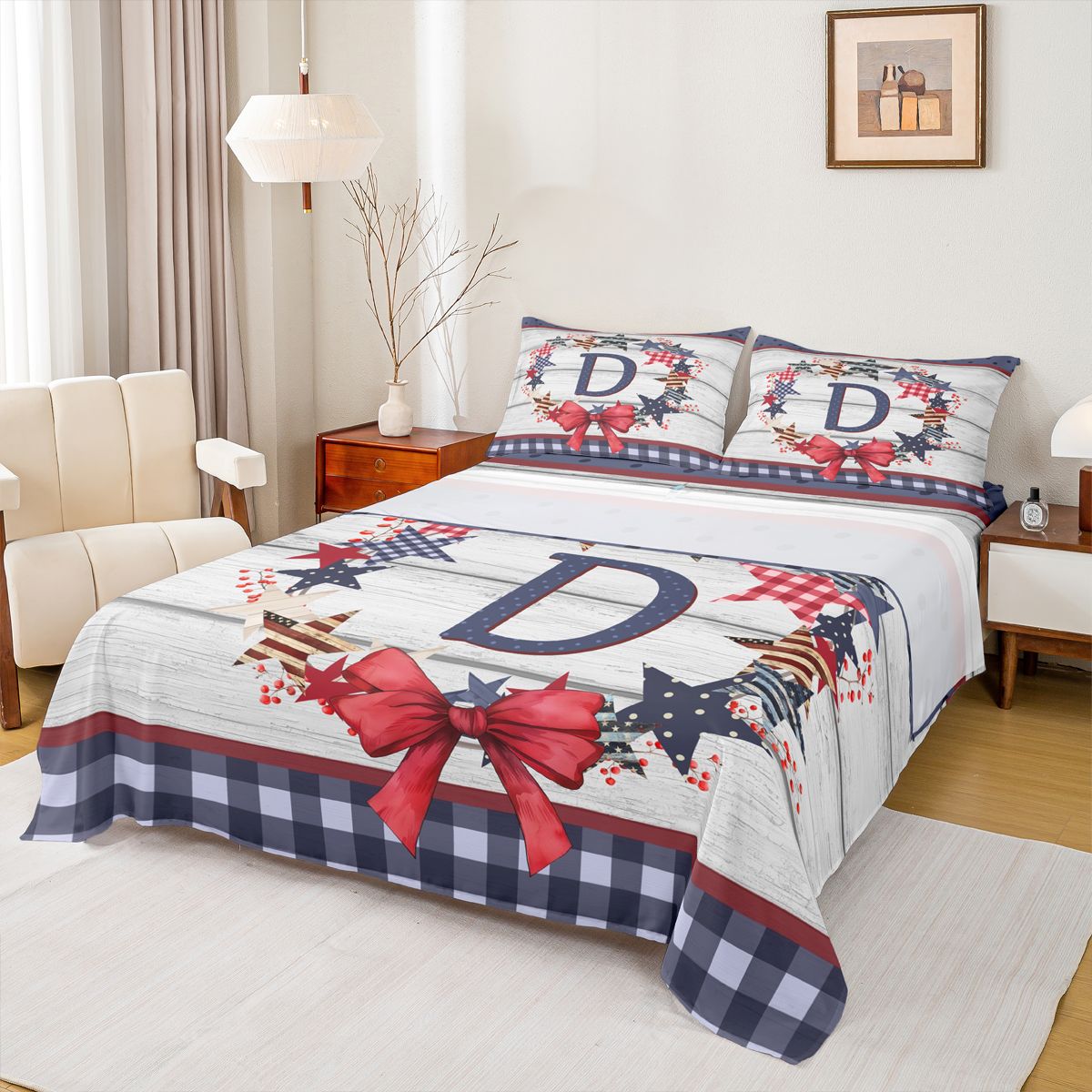 Castle Fairy Personalized Bow Knot Initial D 4pcs Bed Sheets for Kids ...