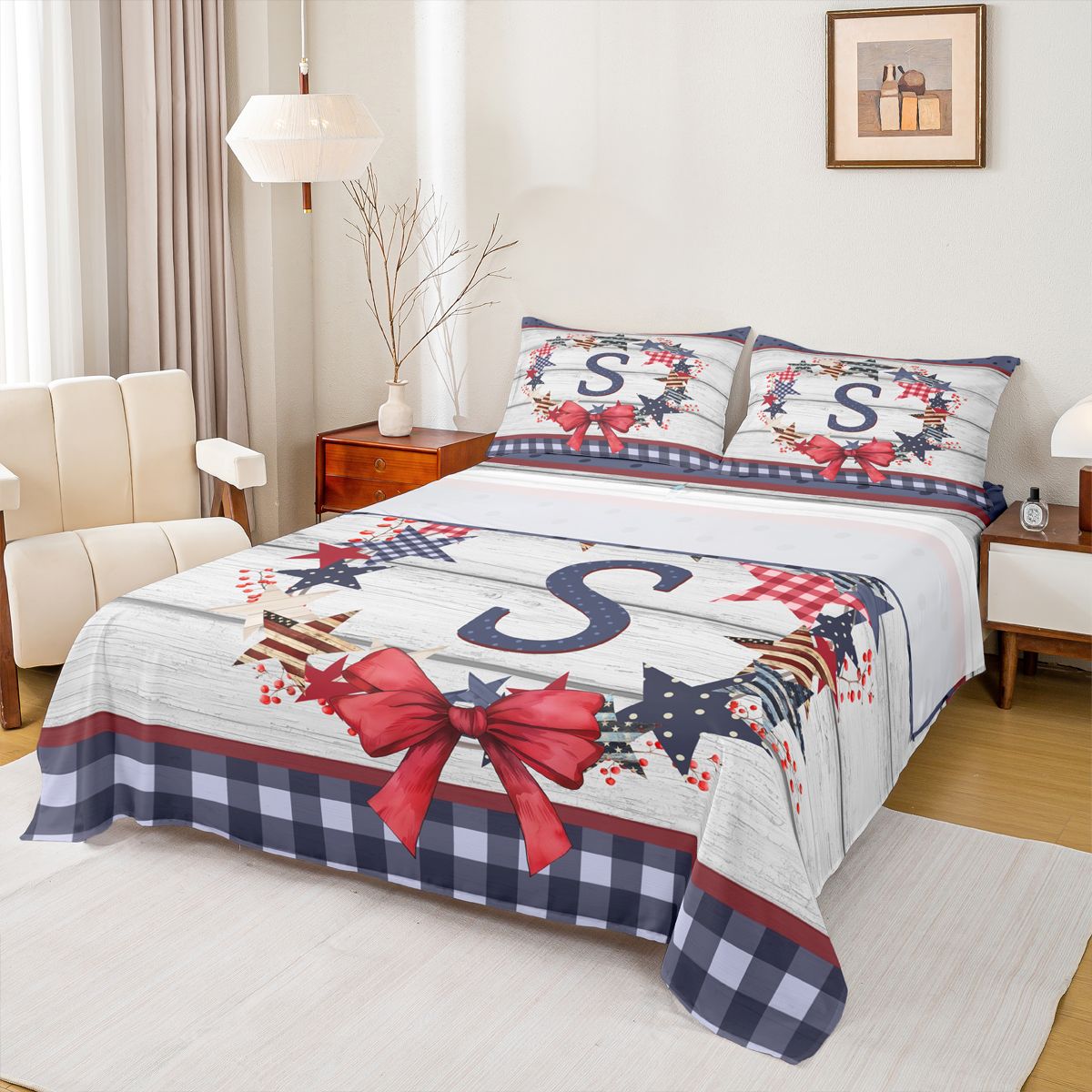 Castle Fairy Personalized Bow Knot Initial S 4 Pieces Queen Sheet Sets ...
