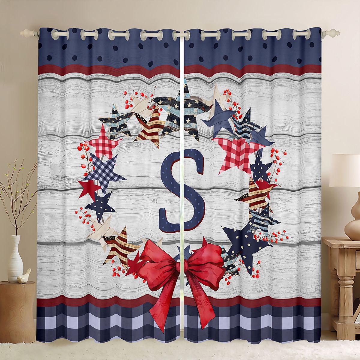 Castle Fairy Personalized Bow Knot Initial S Blackout Curtains Set of 2 ...