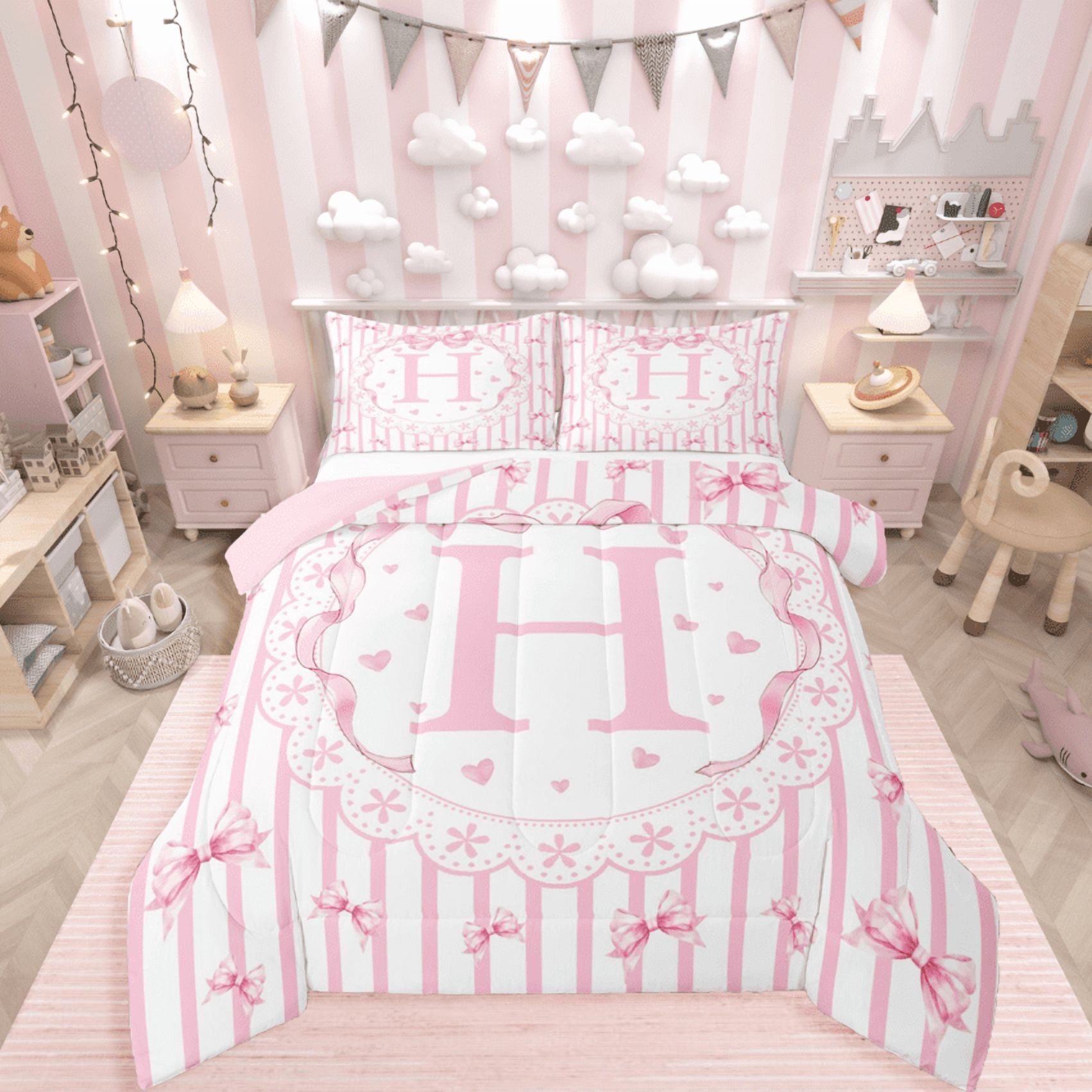 Castle Fairy Personalized Initial 3-Piece Full Size Comforter Sets for ...