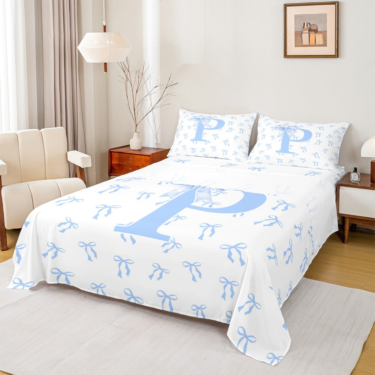 Castle Fairy Personalized Initial 4-Piece Full Size Sheets for Kids,Bow ...