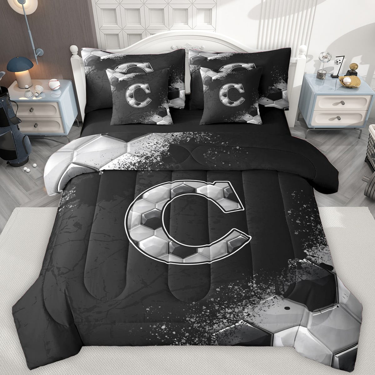 Castle Fairy Personalized Initial Alphabet C Bedding Comforter Set 7 ...