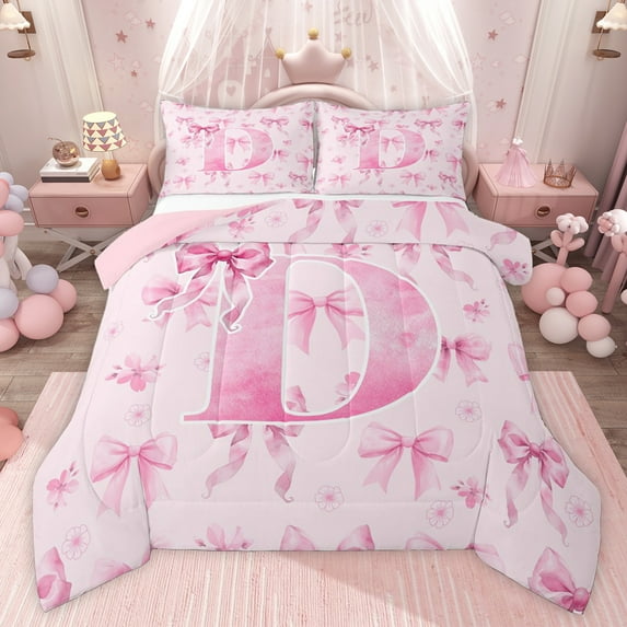 Castle Fairy Personalized Initial D Twin Comforter Sets,Kawaii Pink ...