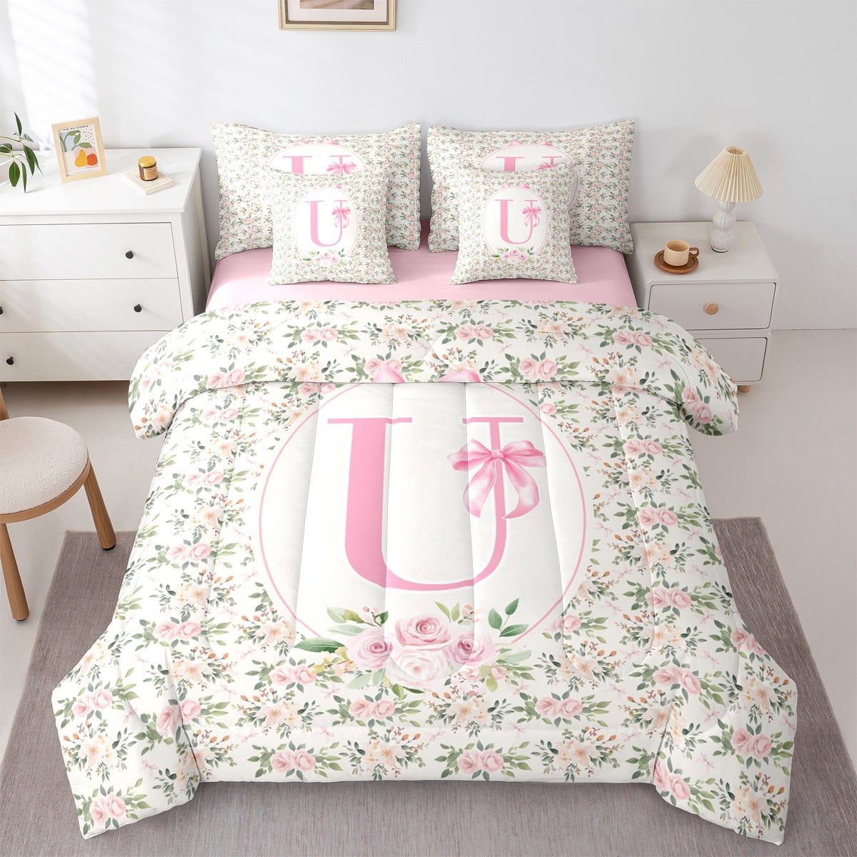 Castle Fairy Personalized Initial Letter U 7-Piece Bedding Comforter ...