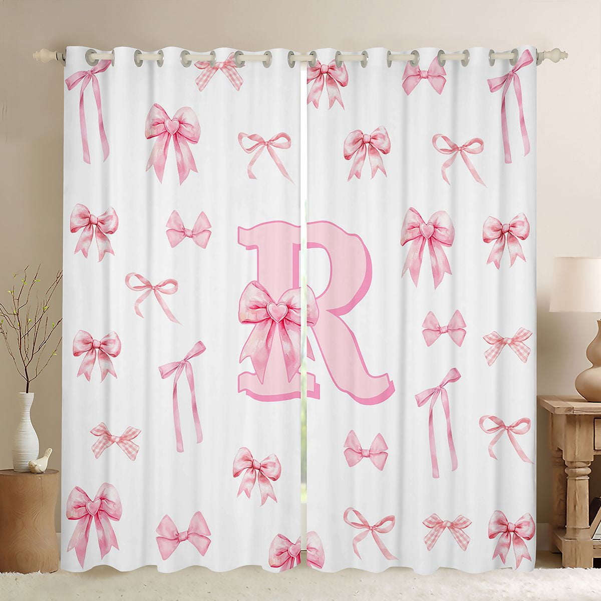 Castle Fairy Pink Bow Letter R Curtains Pack of 2 (42x84 Each) for ...