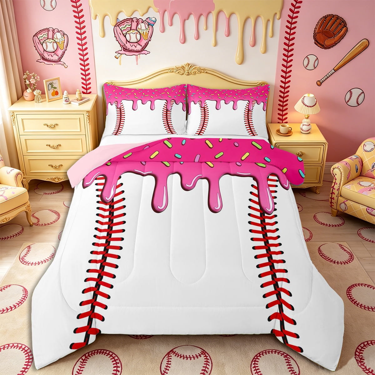 Castle Fairy Pink Ice Cream Drip King Size Comforter Sets 3pcs, Sport ...