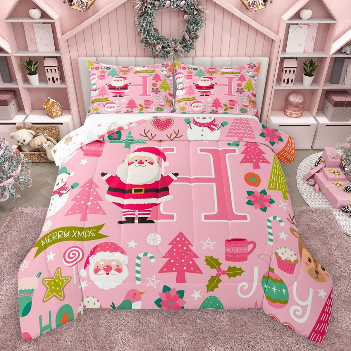 Castle Fairy Pink Initial Alphabet H Bedding Comforter Set 2pcs for ...
