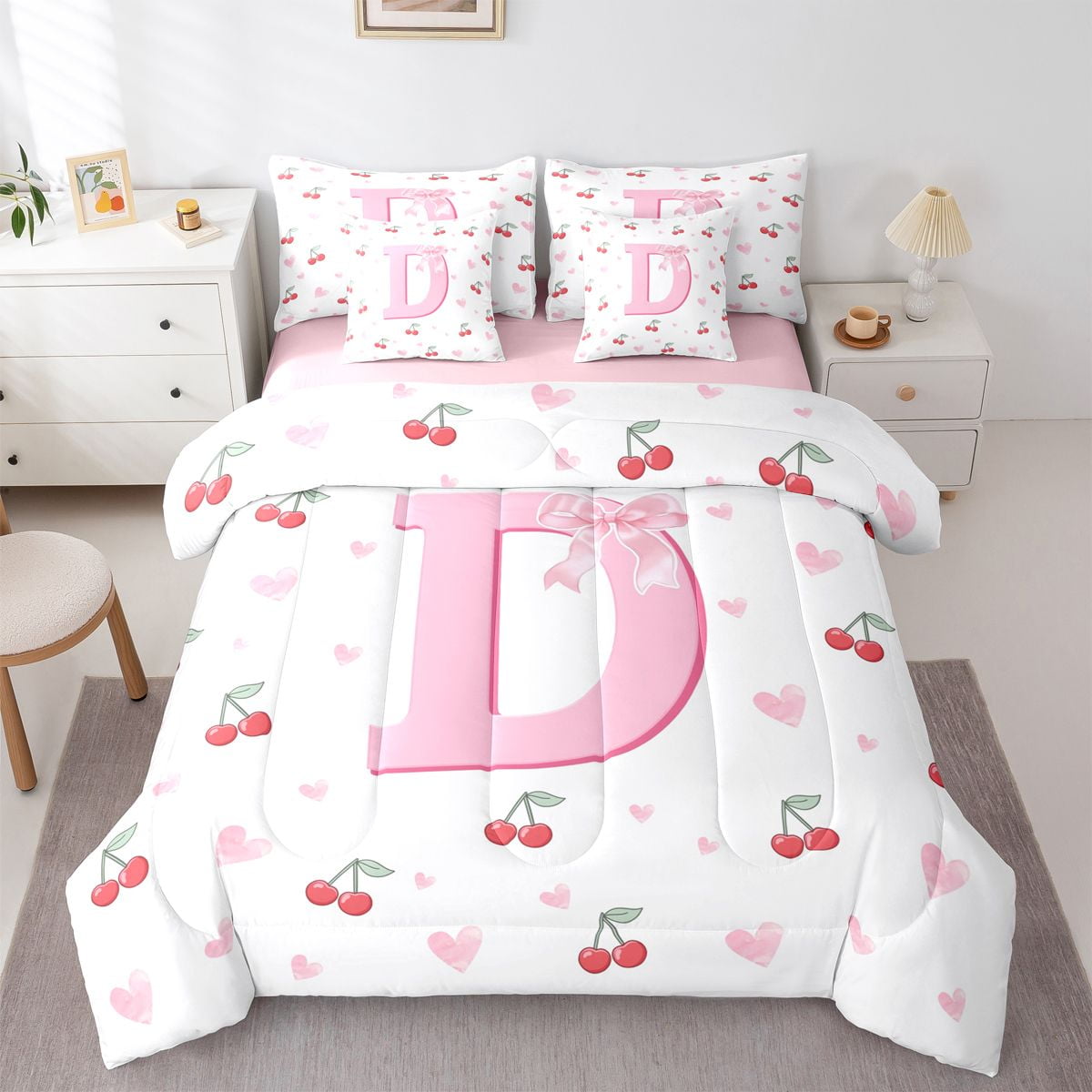 Castle Fairy Pink Personalized Initial D Bedding Comforter Set,Cherry ...