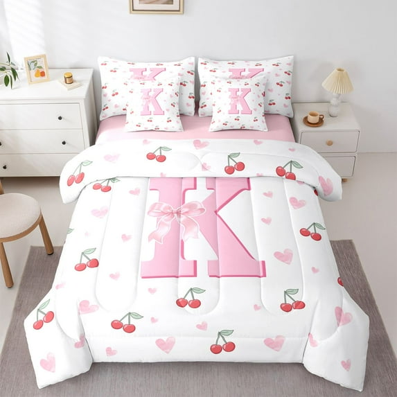 Castle Fairy Pink Personalized Initial K Bedding Comforter Set,Cherry ...