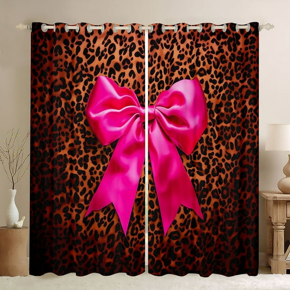 Castle Fairy Pink Ribbon Bow Black Out Curtains,Cheetah Curtains Pack ...