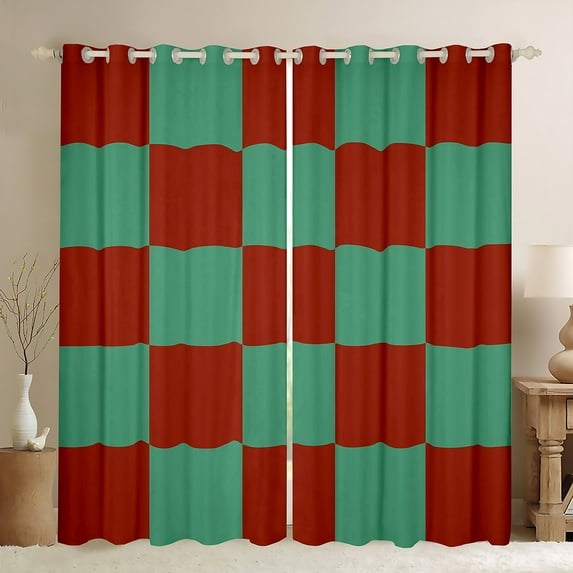 Castle Fairy Plaid Blackout Curtains Set of 2 (52x84 Each),Green Red ...
