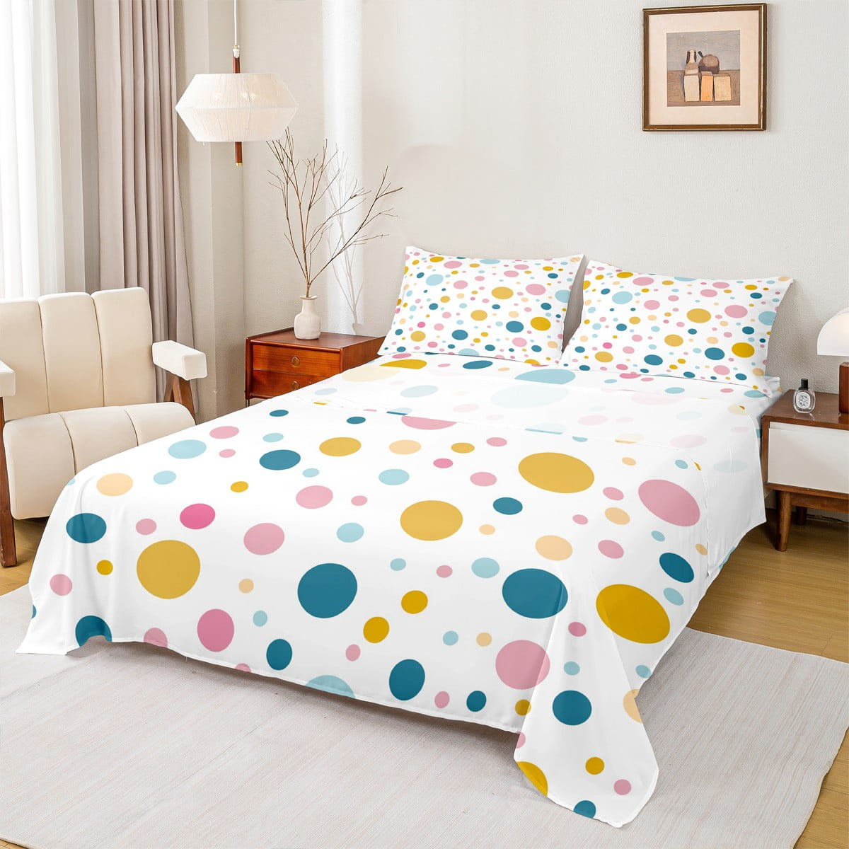 Castle Fairy Polka Dots Twin Sheet Sets,Geometric Circle Bedding ...