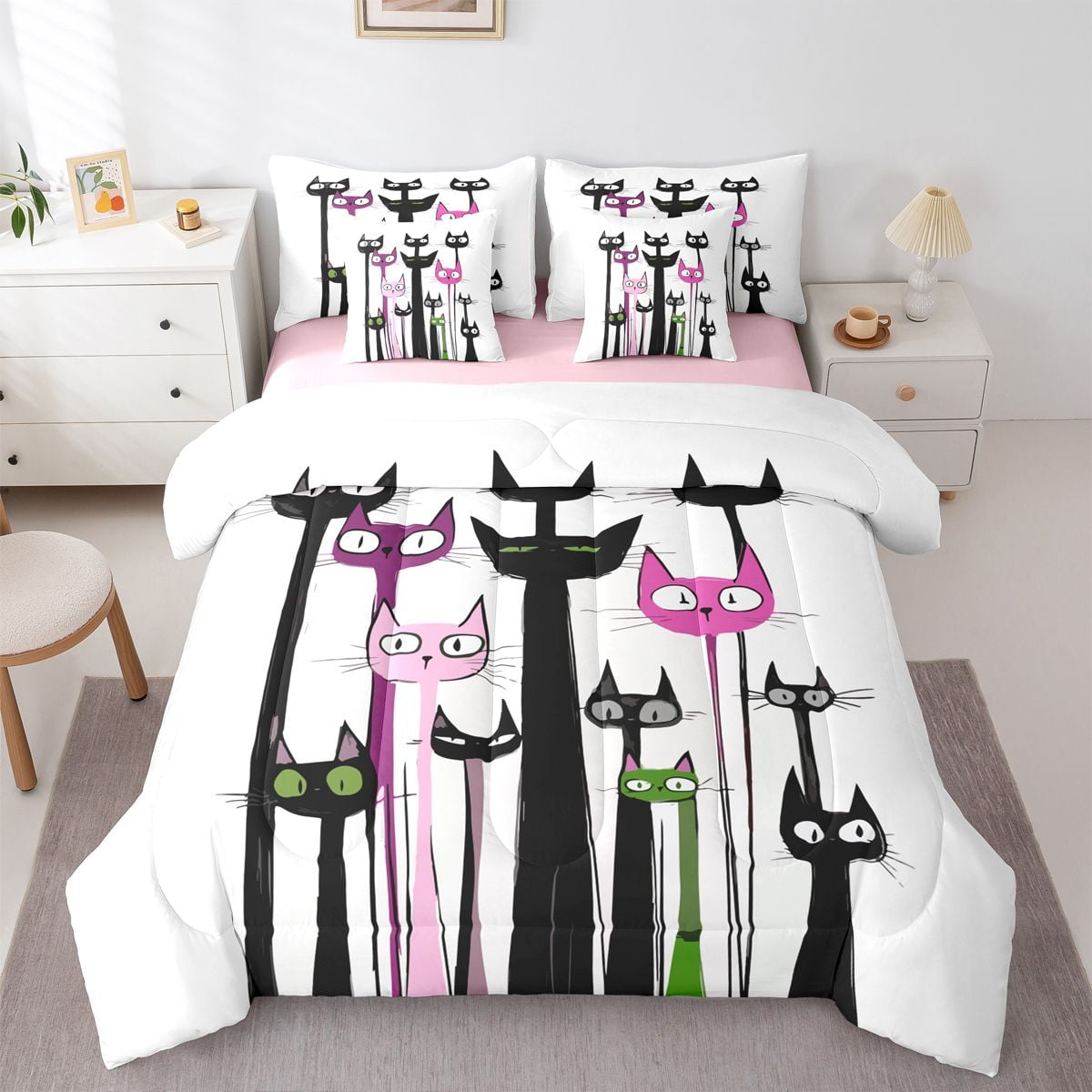 Castle Fairy Preppy Child Animal Cats Twin Bedding Sets,Cartoon Pet ...
