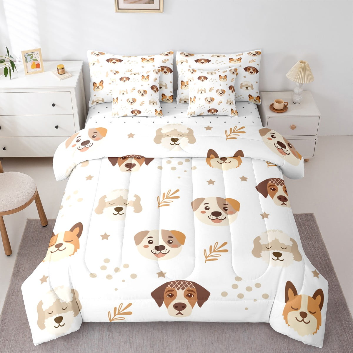 Castle Fairy Preppy Child Cartoon Dogs Bedding Comforter Set 7pcs ...