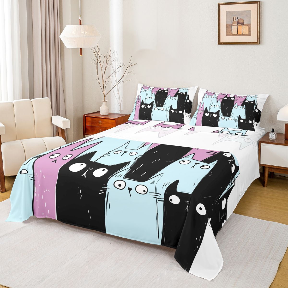 Castle Fairy Preppy Child Cute Animal Cats Twin Sheet Sets,Cartoon Pet ...