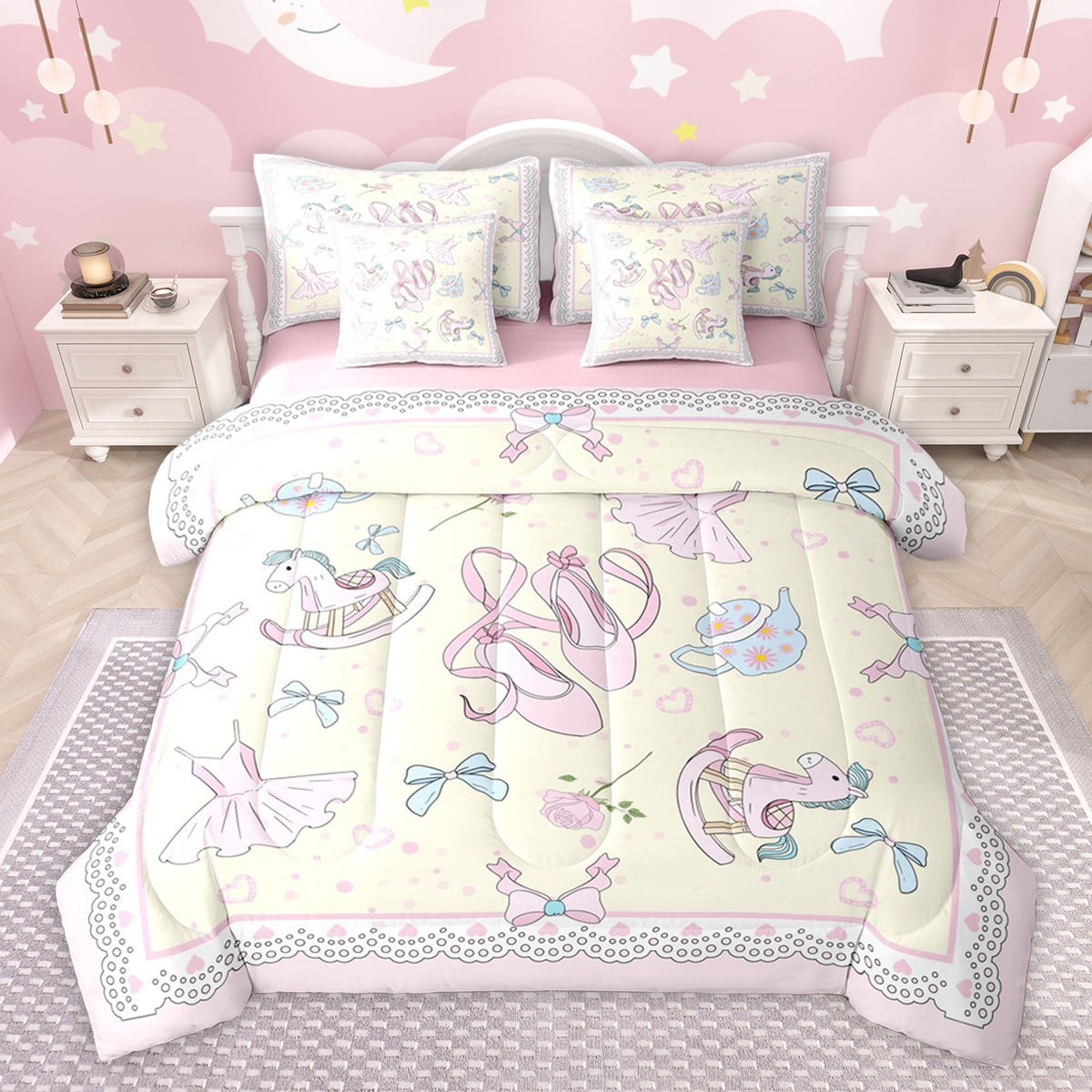 Castle Fairy Preppy Child Dance Ballet Twin Bedding Sets 7-Piece,Dreamy ...
