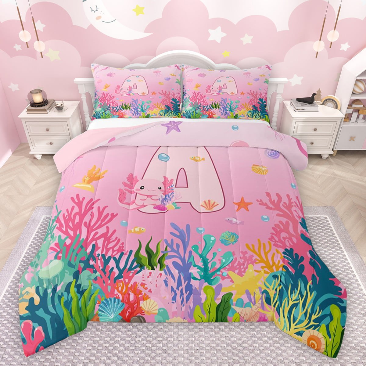 Castle Fairy Preppy Child Personalized Initial A Bedding Comforter Set ...