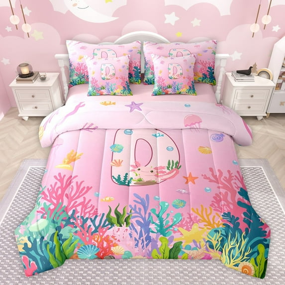 Castle Fairy Preppy Child Personalized Initial D Twin Bedding Sets 7 ...