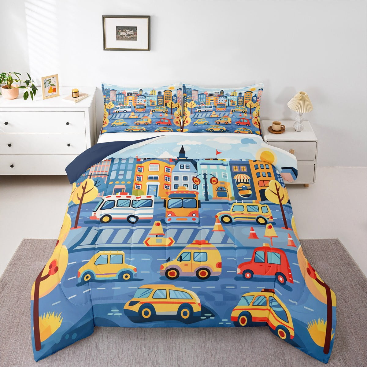 Castle Fairy Preppy Children Cartoon Car Full Size Comforter Sets,Car ...