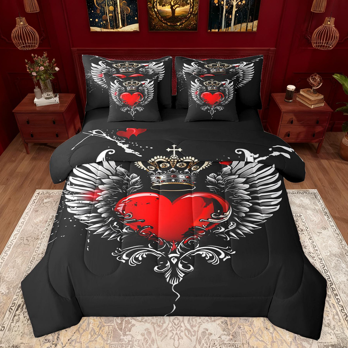 Castle Fairy Princess Queen Crown Bedding Comforter Set 7pcs for Teens ...