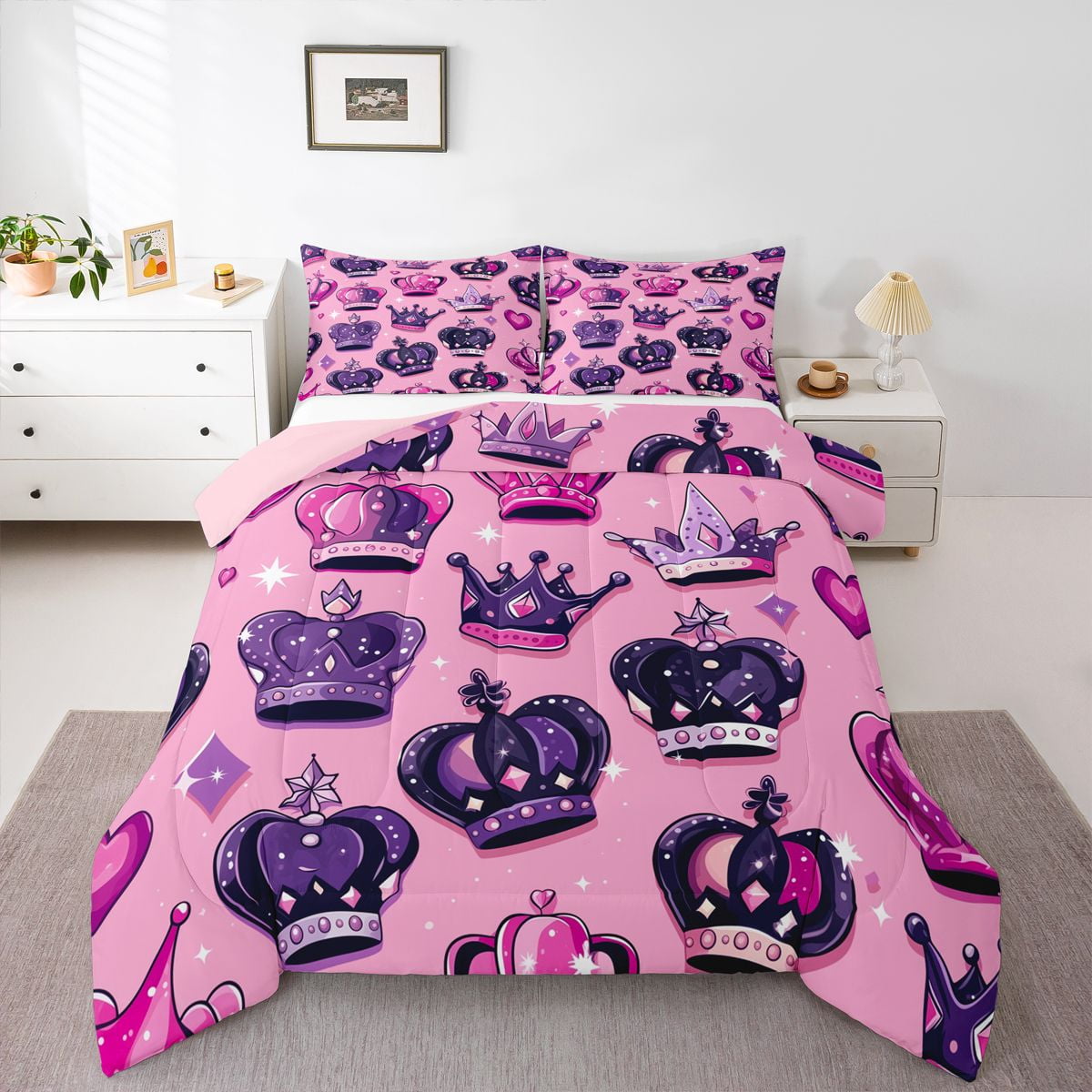 Castle Fairy Queen And King Crown Twin Comforter Sets,Dreamy Princess ...