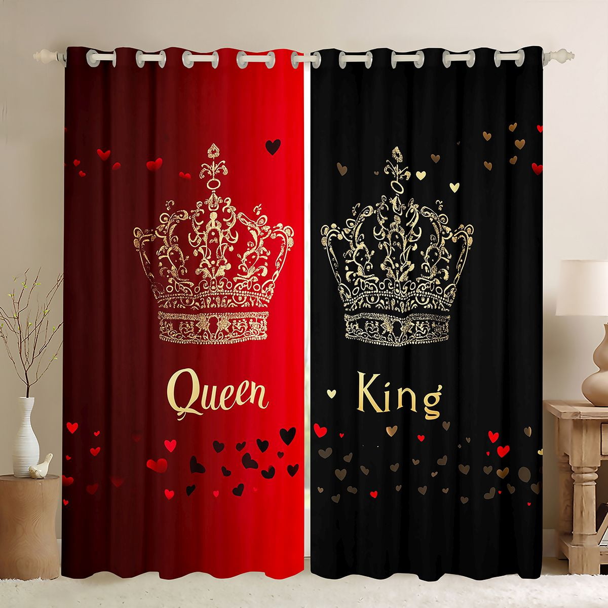 Castle Fairy Queen Crown Blackout Curtains Set of 2 (52x84 Each),Lover ...