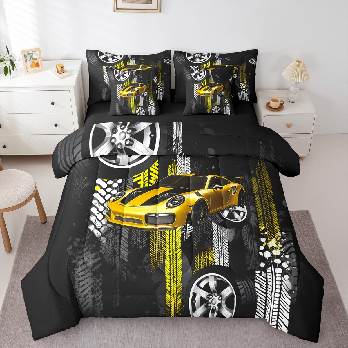 Castle Fairy Racing Car 7pcs Bedding Comforter Set,Extreme Sport Queen ...