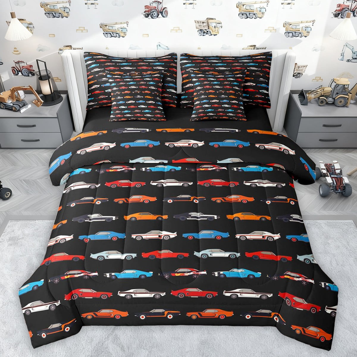 Castle Fairy Racing Car Bedding Comforter Set 7-Piece for Preppy Child ...