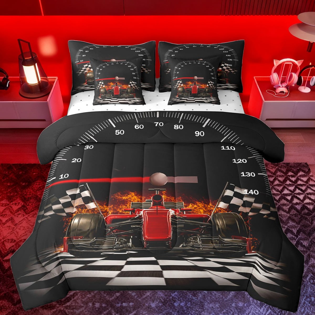 Castle Fairy Racing Car Bedding Comforter Set 7pcs for Female Men ...