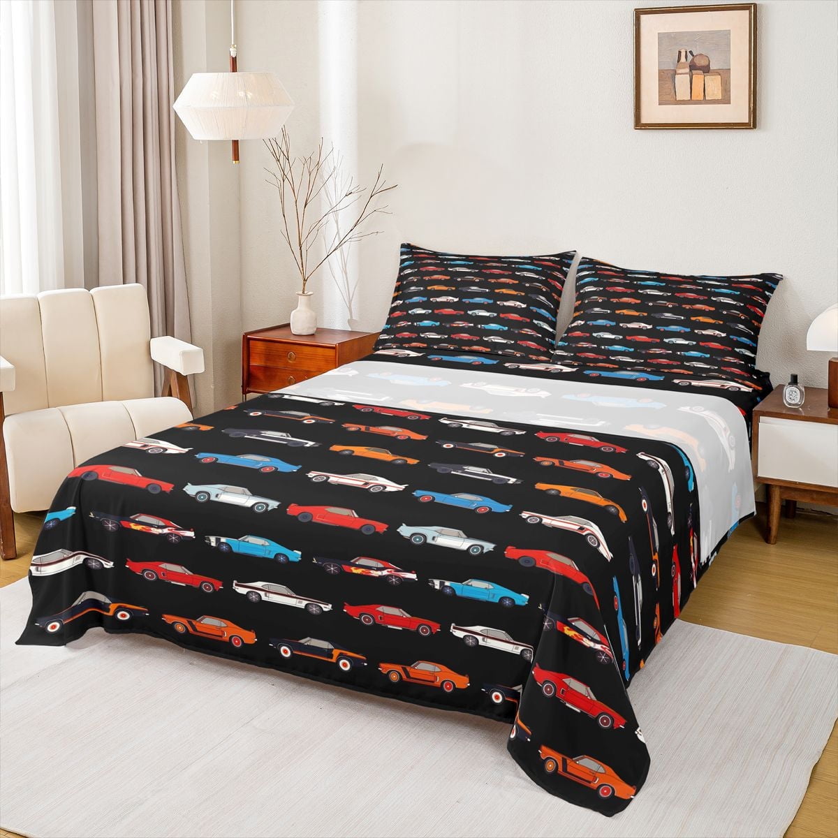 Castle Fairy Racing Car Full Size Sheets 4-Piece for Preppy Child Boys ...