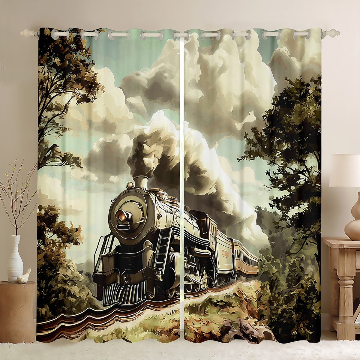 Castle Fairy Railroad Train Curtains Pack of 2 (42x84 Each),Steam ...