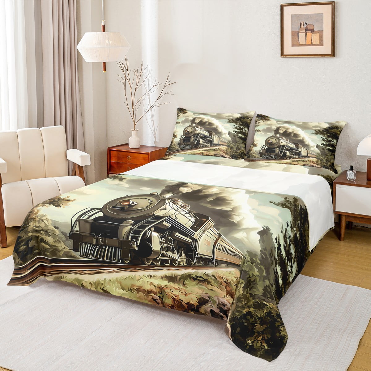 Castle Fairy Railroad Train Full Size Sheets for Children Teens,Steam ...