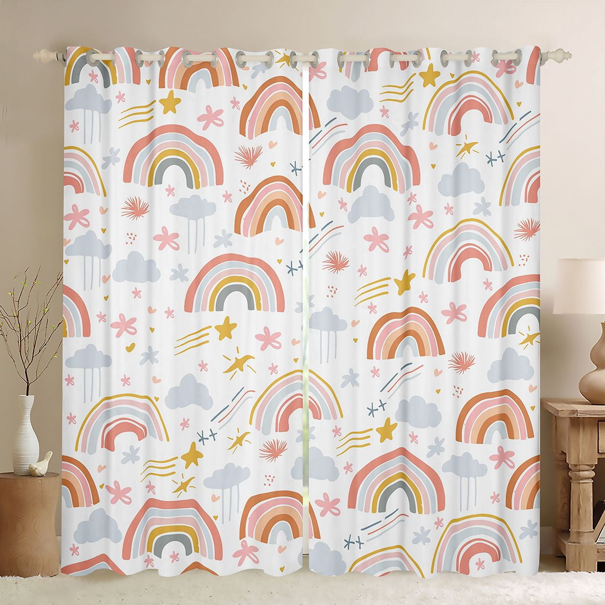Castle Fairy Rainbow Blackout Curtains Set of 2 (52x84 Each),Galaxy ...