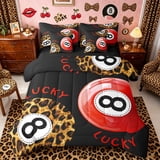 Castle Fairy Red Billiards Twin Bedding 7-Piece, Vintage Cheetah Print ...