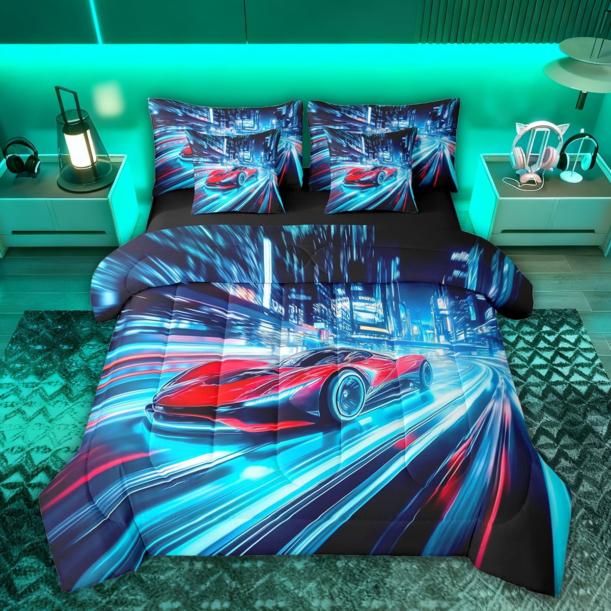 Castle Fairy Red Car Boy Twin Bedding Sets,Extreme Sport Bedding ...