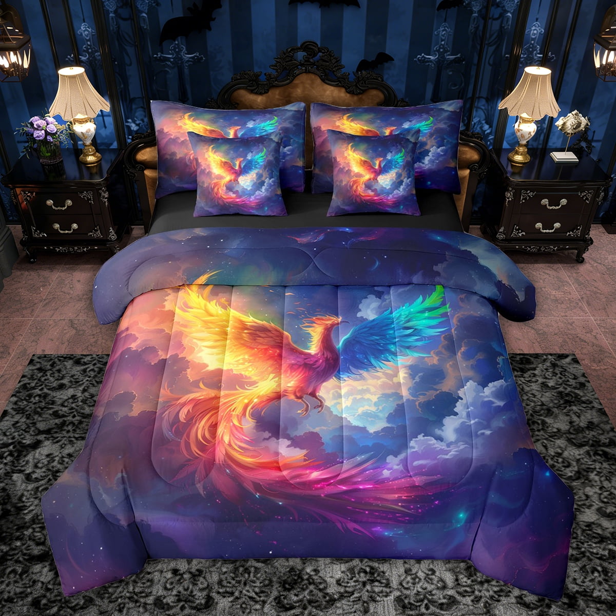 Castle Fairy Red Fire Phoenix Twin Bedding Sets,Animal Bedding ...