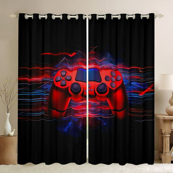 Castle Fairy Red Gamer Black Out Curtains,Abstract Stripes Curtains ...