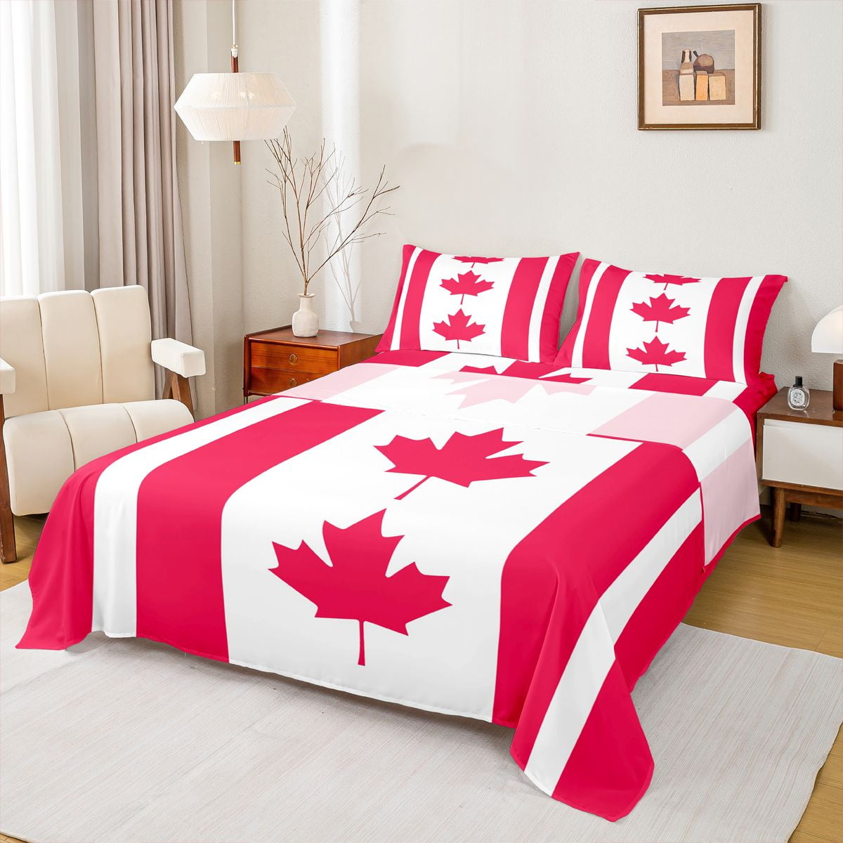 Castle Fairy Red Maple Leaves Twin Sheet Sets for Kids Teens,Canada ...
