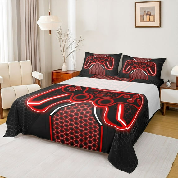 Castle Fairy Red Video Game Bed Sheets for Teens Female Men,Hexagon ...