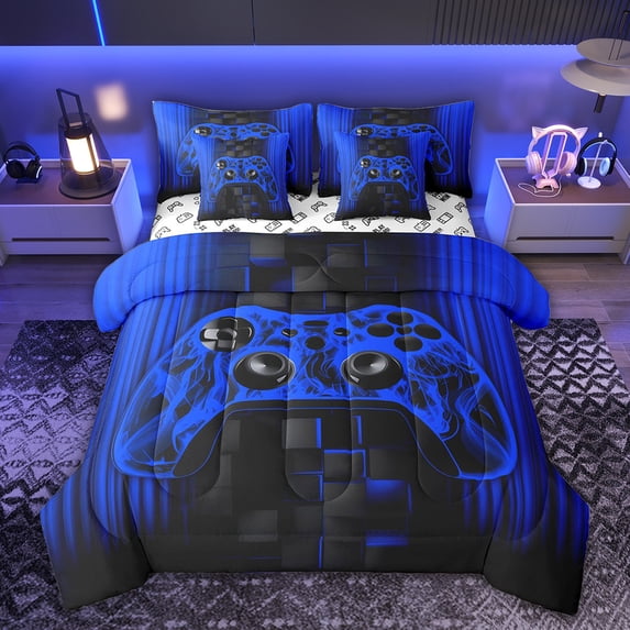 Castle Fairy Red Video Game Bedding Comforter Set,Stripes Gamepads ...