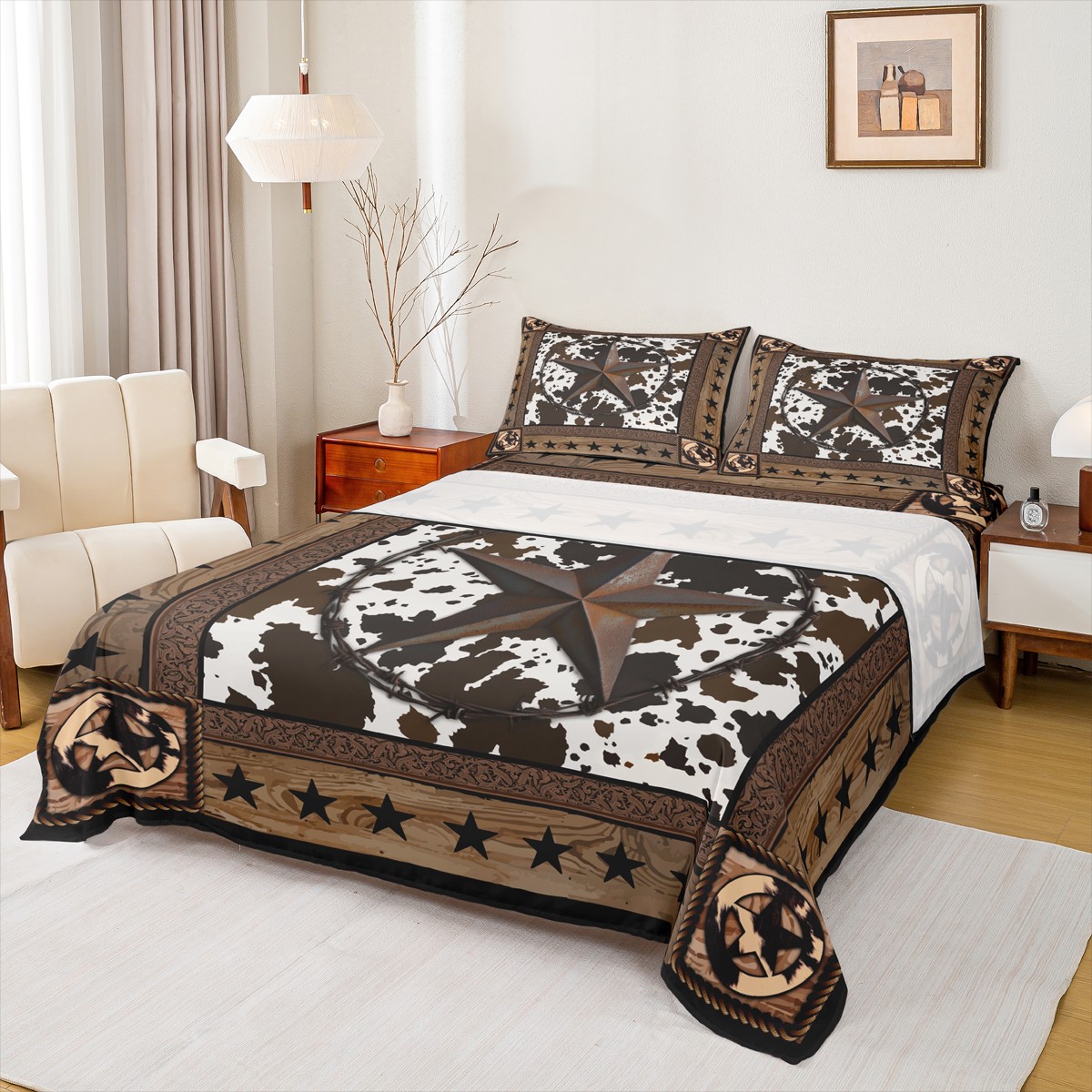 Castle Fairy Retro Texas Star Full Size Sheets 4-Piece for Female Men ...