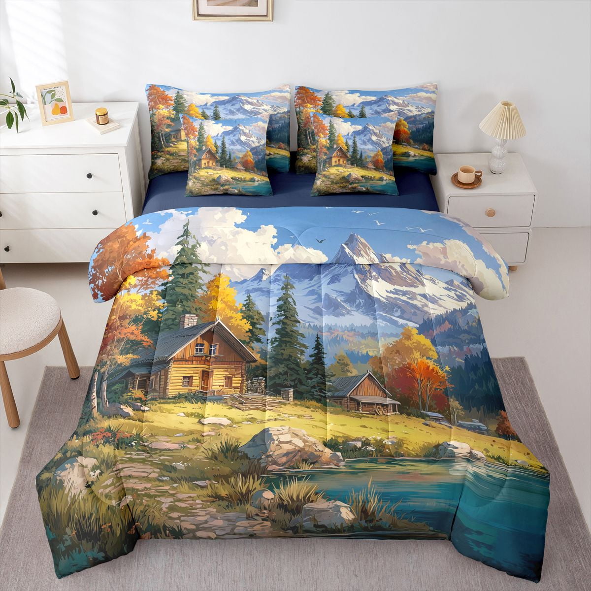 Castle Fairy Rustic Cabin Bedding Comforter Set 7 Pieces for Teens ...
