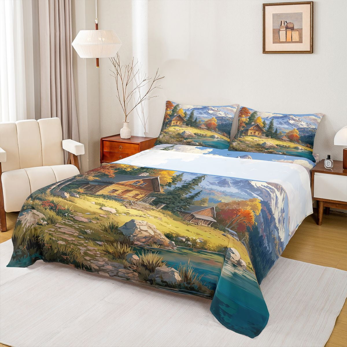 Castle Fairy Rustic Cabin Full Size Sheets 4-Piece for Teens Adults ...
