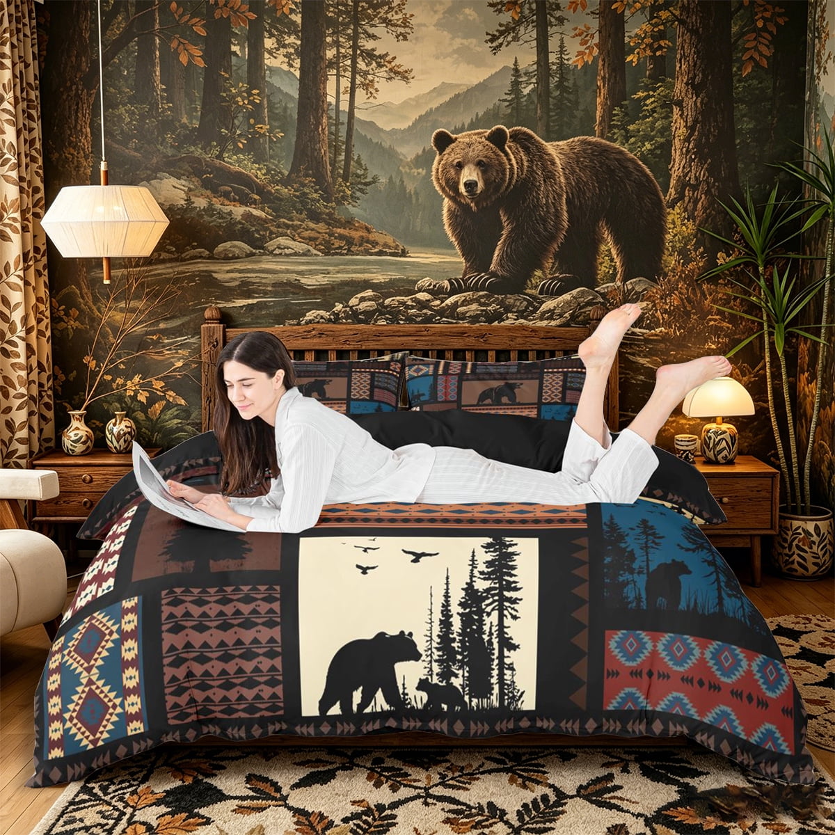 Castle Fairy Rustic Jungle Animal Bear Bedding,Bohemian Aztec Tribal ...