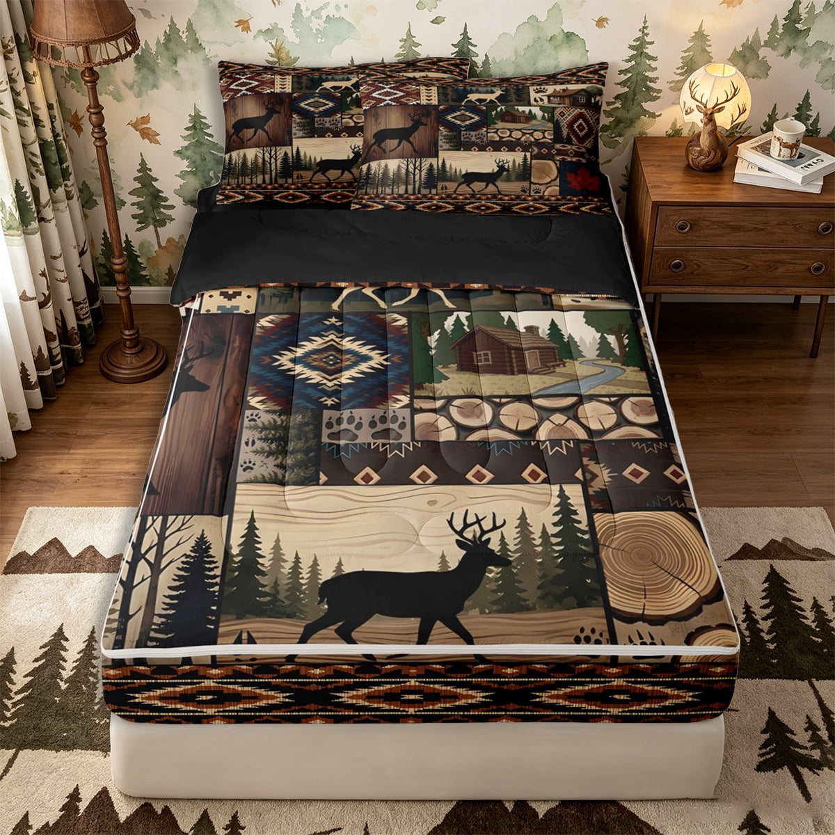 Castle Fairy Rustic Patchwork Western Wildlife Zipper Queen Comforter ...