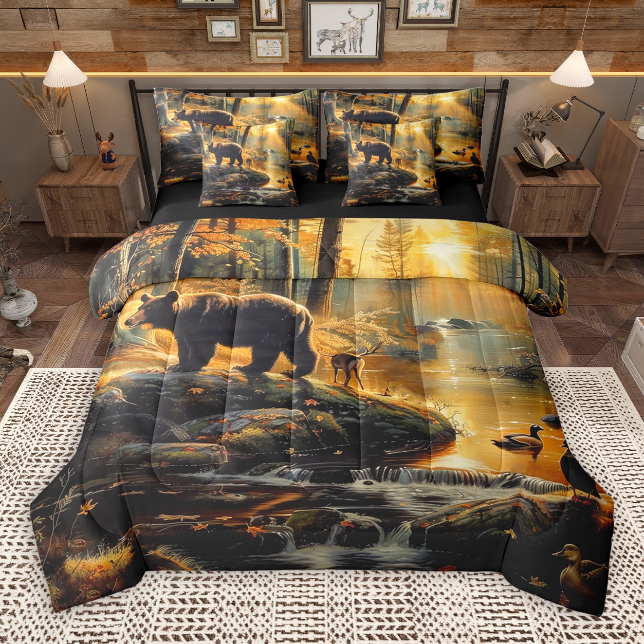 Castle Fairy 7-Piece Bear Deer Queen Bedding Comforter Set - Walmart.com